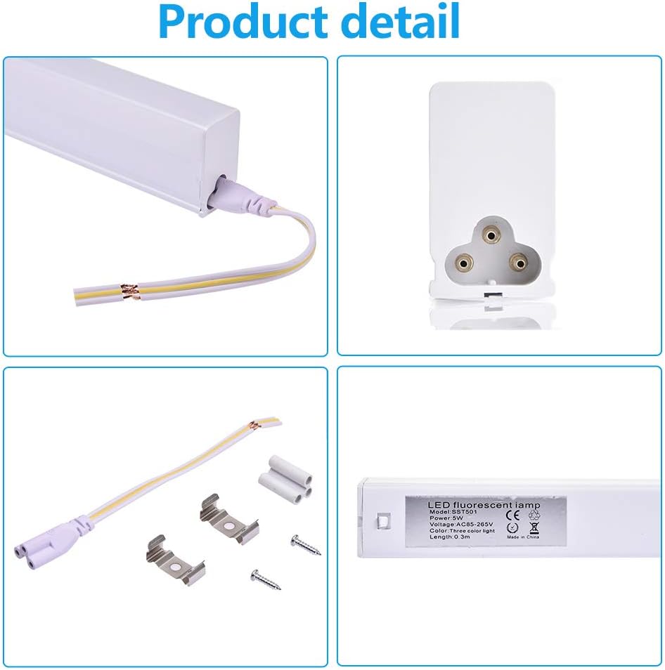 LED Batten Light, Bellanny 1ft 5W T5 LED Tube Light Ultra Slim 3000K ...