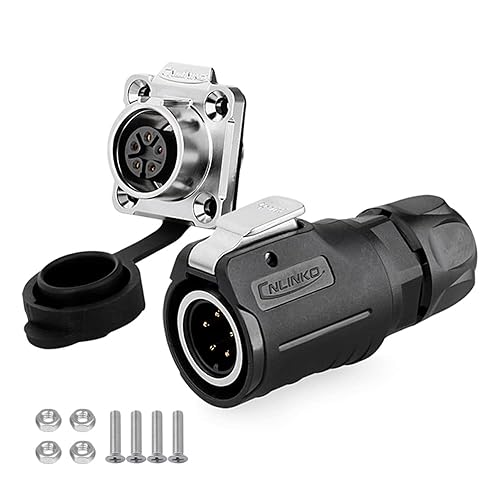 CNLINKO 5 Pin Male Female Plug Socket Industrial Waterproof Power ...
