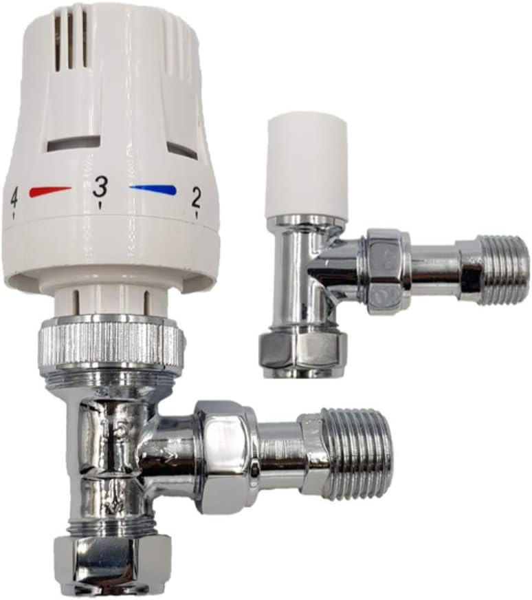Aumix ½” x 15mm Thermostatic Angle TRV White Radiator Valves ...