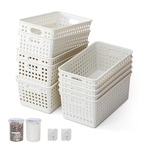 Pafino 10Pack Plastic Storage Baskets - Small Pantry Organizer Bins ...