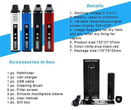 Pathfinder V2 Dry Herb Vaporizer by DopeVapes, 1800mAh Battery, Large ...