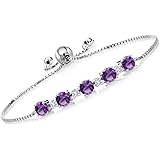 Amazon.com: Gem Stone King 925 Sterling Silver Purple Amethyst and White Diamond Greek Vine ...