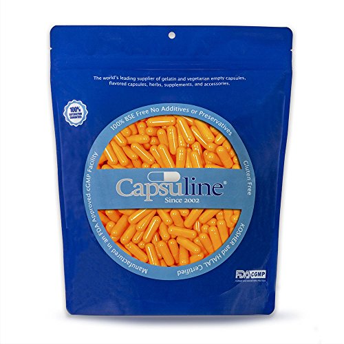 Capsuline Orange Flavored Gelatin Empty Capsules Size 00 Orange/Orange ...