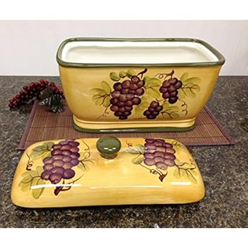 Amazon.com: Kitchen Decor Grape Desing Tuscany Wine Bread Canister Box ...