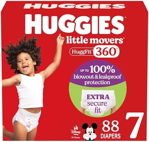 Huggies Size 7 Baby Diapers, Little Movers HuggFit 360° Baby Diapers ...