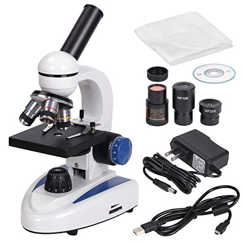 F2C 40X-1000X Metal-Constructed Biological Monocular Compound Microscope Science Student with ...