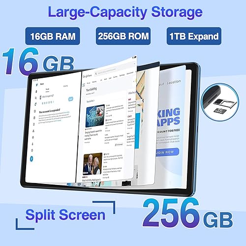 DMOAO 11 inch Android 13 Tablet 16GB+256GB Tablets with 1TB Expand ...