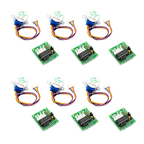 SYUAB 6 PCS 28BYJ-48 ULN2003 5V Stepper Motor +ULN2003 Driver Board for ...