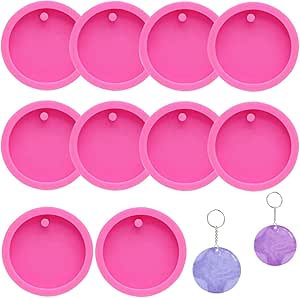 Amazon.com: 10 Pack Round Keychain Silicone Mold Circle Keychain Charms ...