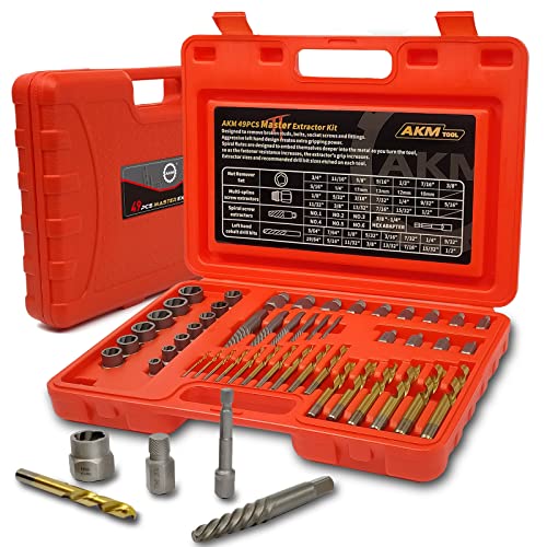 AKM 50-Piece Bolt Extractor Screw Extractor Set with Pilot Center Pin ...