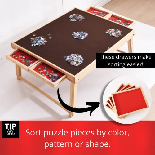 Large Wooden Puzzle Table Fits 1500 Pieces, Portable Jigsaw Puzzle ...