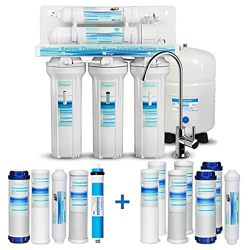Geekpure 5-Stage Reverse Osmosis RO Drinking Water Filter System with ...