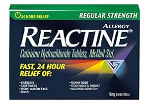 Reactine Allergy Tablets Regular Strength 5 mg, Allergy Medicine, 36 ...