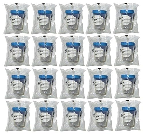 Sterile Specimen Cups Individually Bagged with Lids [20 Count] 4 oz ...