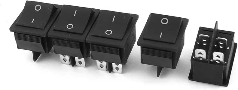 Aexit 5 Pcs Control electrical XW-604 4Pin 2 Position DPST ON/OFF Rocker Switch AC 250V 16A 125V ...