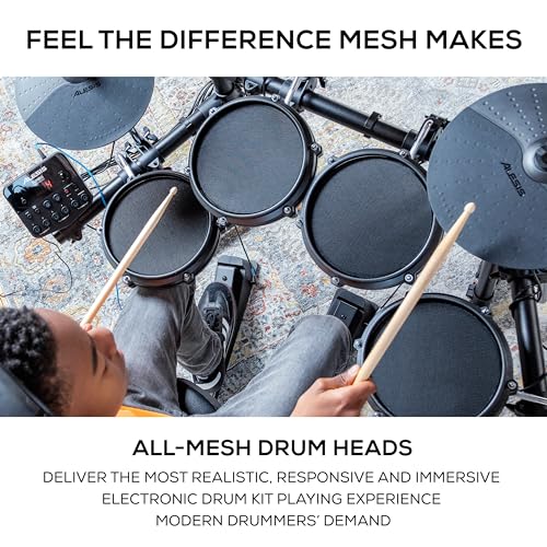 Alesis Turbo Mesh Kit – Electric Drum Set With 100+ Sounds, Quiet Mesh Drum Pads, Drum Sticks ...