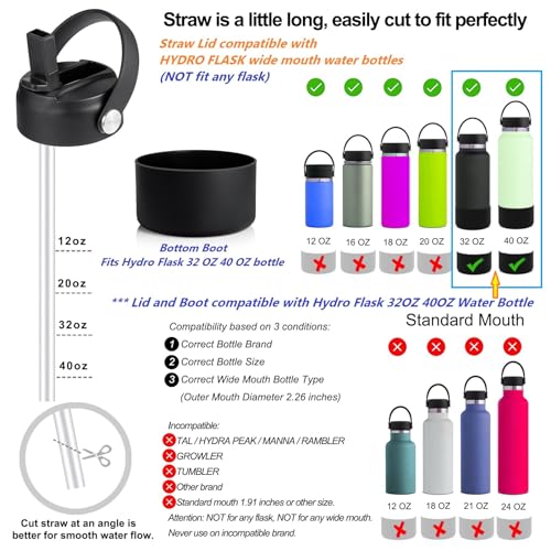Straw Lid for Hydro Flask 32 40 OZ Wide Mouth, Straw Lid for Hydro Flask 32OZ 40OZ Water Bottle ...