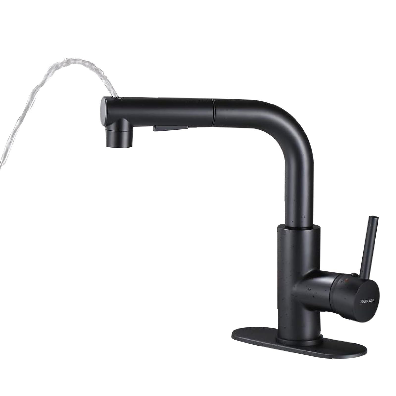 HUAHUALALA Matte Black Bathroom Sink Faucet with Pull Out Sprayer for ...