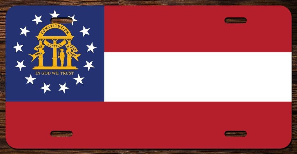 Amazon.com: Georgia State Flag Vanity Front License Plate Tag Printed ...
