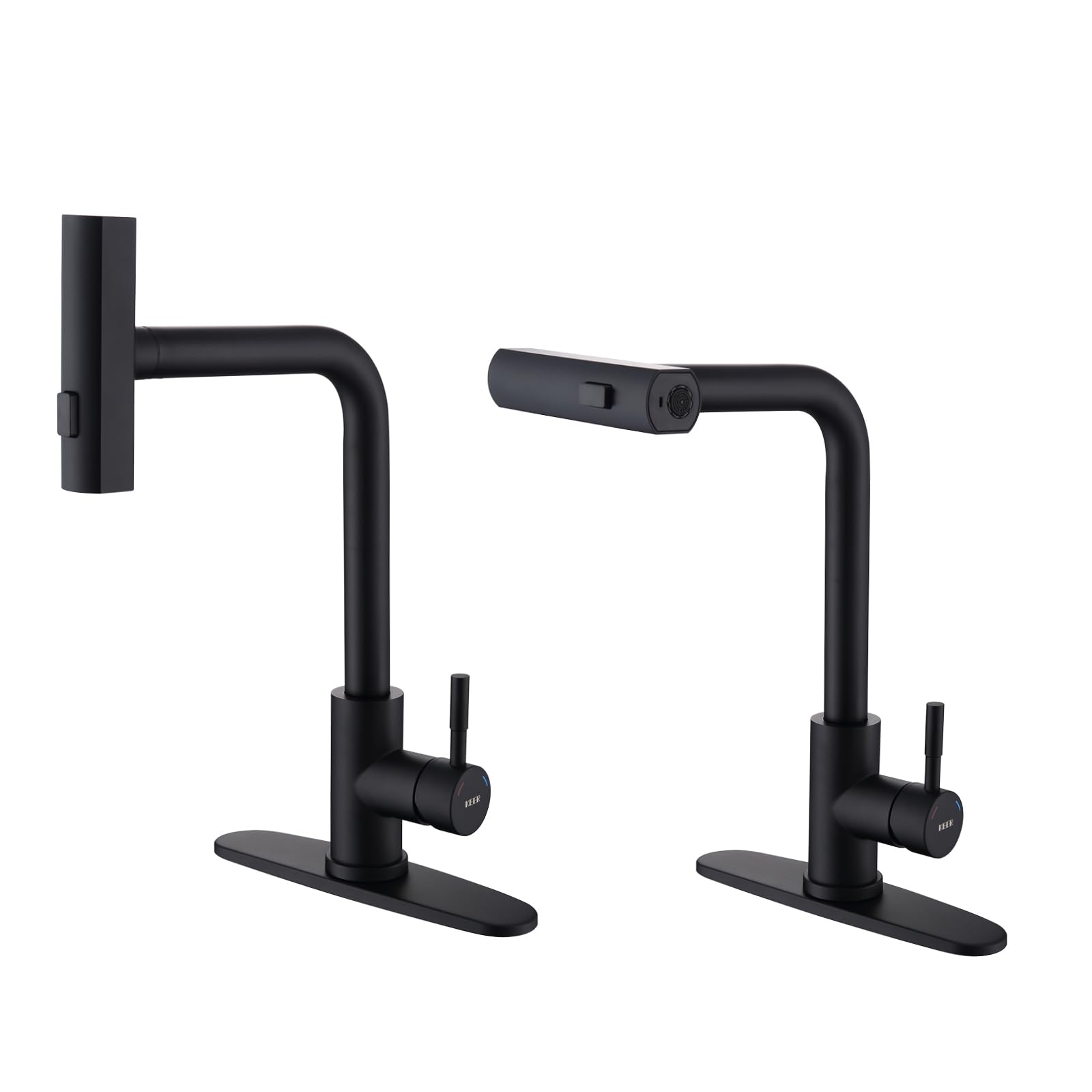 KEER Waterfall Kitchen Faucet with Pull Down Shower, Single Handle and ...