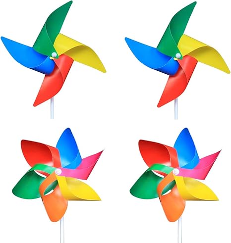 Amazon.co.jp： WOAIX 風車 4色 6色 4セット 涼しい 子供 おもちゃ 玩具 庭 装飾 DIYキット 手芸 風車 贈り物 ...