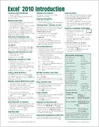 Microsoft Excel 2010 Introduction Quick Reference Guide (Cheat Sheet of ...