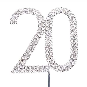 Amazon.com: Cosmos Rhinestone Crystal Silver Number 20 Birthday 20th ...