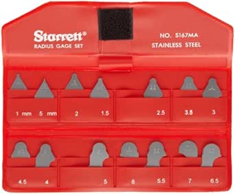 Starrett S167MAZ Radius Gauge Set - Millimeter Without Holder, Satin ...