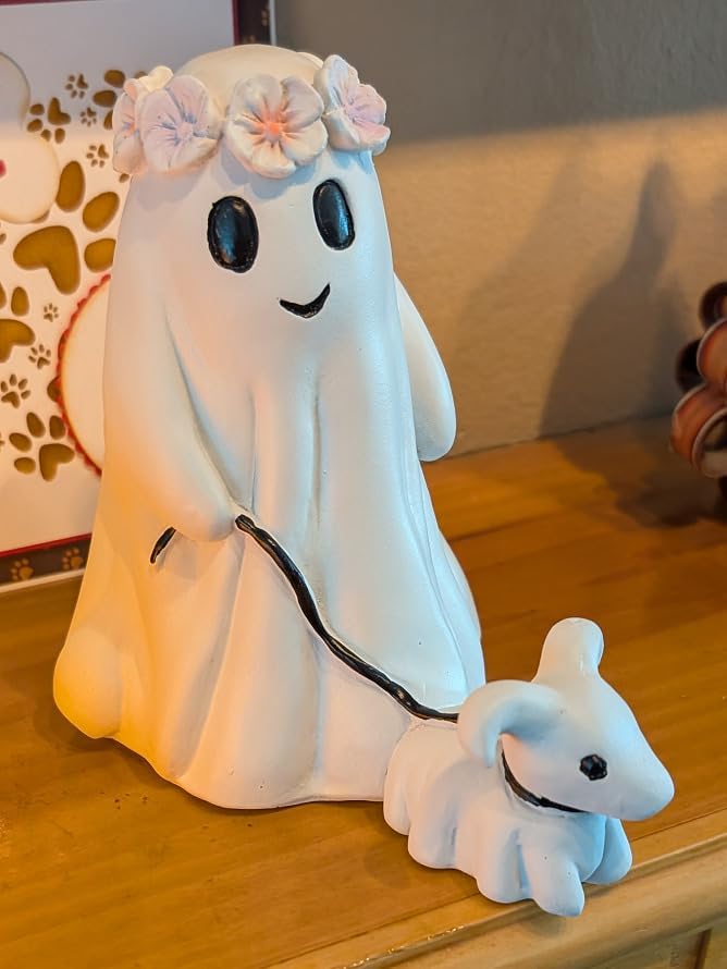Ghost Walking Dog Statue, 2024 Halloween Ghost Dog Statue,Spooky Ghost ...