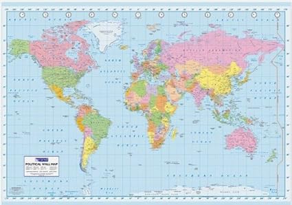 Poster GIGANTE de PAPEL. Mapa Político del Mundo en INGLES. Medidas ...