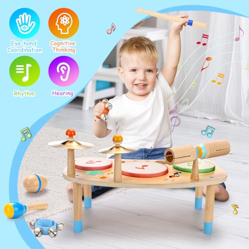 OATHX Kids Drum Set - 11 in 1 Musical Instruments for Toddlers Baby ...