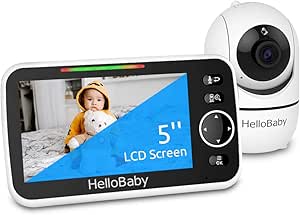 Amazon.com : Hello Baby Monitor, 5''Display, Pan-Tilt-Zoom Video Baby ...