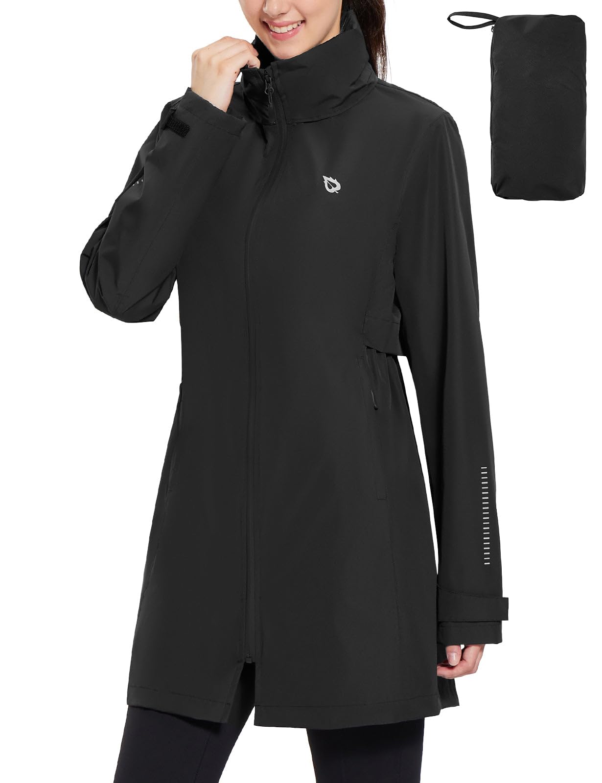 baleaf Women's Long Rain Coat Packable Waterproof Windbreaker ...