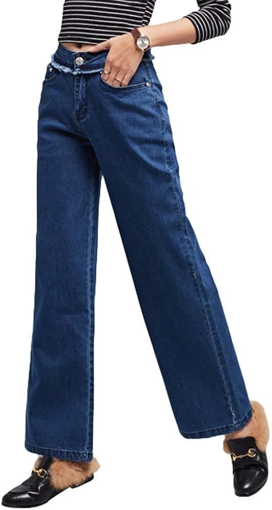 Pantalón Ancho De Mujer Pantalones Acampanados Recto Recto Vaquero ...