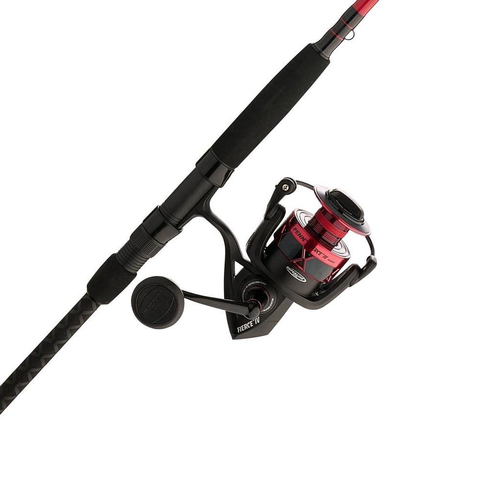 PENN Fierce IV Spinning Reel and Fishing Rod Combo,Black/Red for sale ...