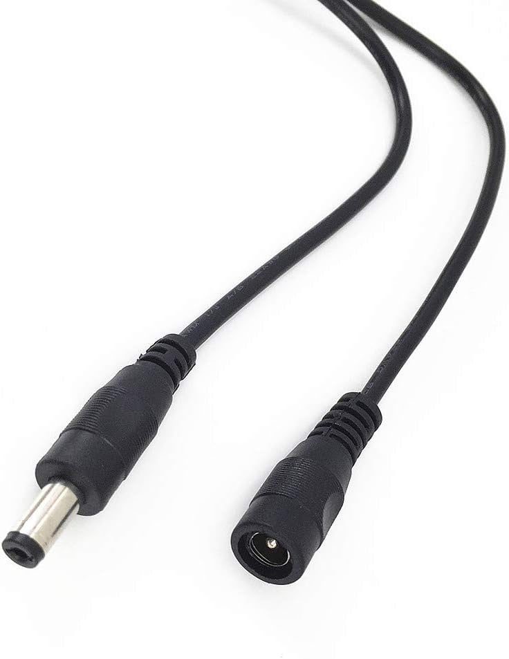 DZYDZR 2 Pack 5m DC Power Extension Cable 2.1mm x 5.5mm DC Plug Extension Cord Copper Wire Male ...