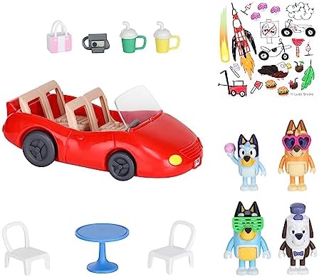 Bluey Vehicle and 4 Figure Pack, Escape Convertible with Four 2.5 Inch ...
