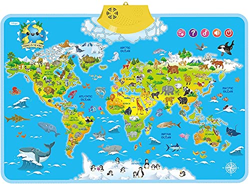Buy LELEYU Animal World with Map Wall Chart Poster Toddler, Educational ...