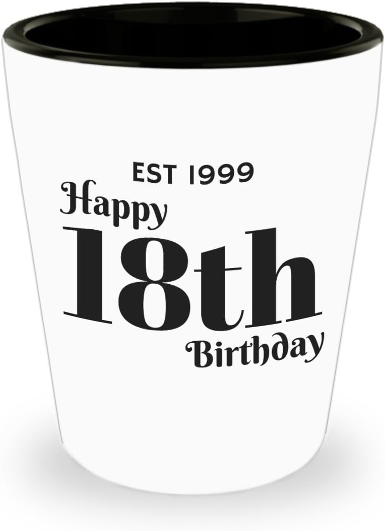 Amazon.com | Shot Glass - EST 1999 Happy 18th Birthday: Shot Glasses