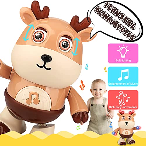 AGSIXZLAN Musical Cow Baby Toy,Walking Dancing Cow Infant Tummy Time ...