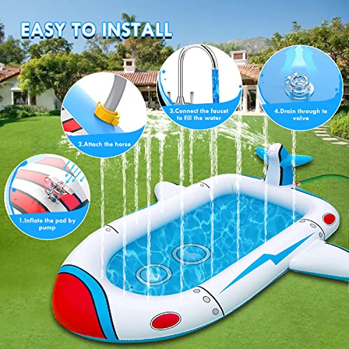 Inflatable Splash Pad Sprinkler Pool for Kids, Toddlers Wading Splash ...