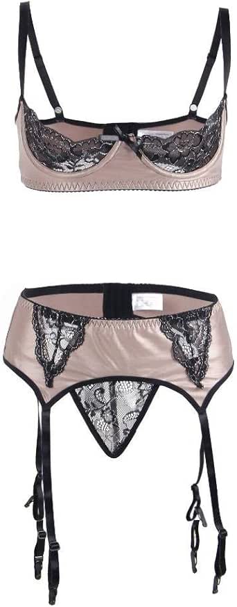N/X Conjunto De Lencería Sexy Conjunto De Liguero De Talla Grande con Liguero De Tanga Sujetador ...