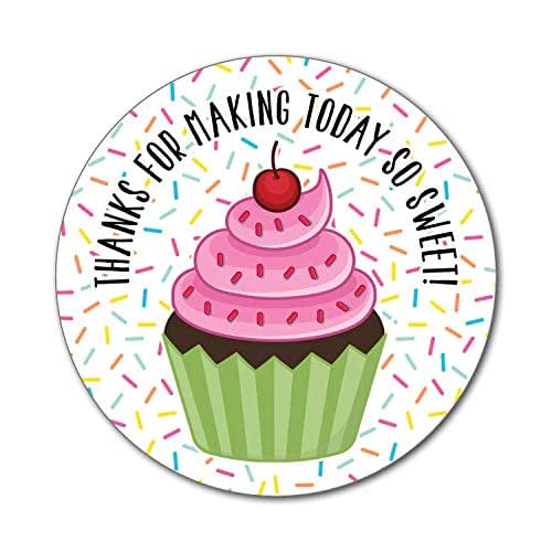 Amazon.com: 36 2.5 inch Cupcake Stickers Thank You Labels for Bakery ...
