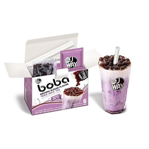 J WAY Instant Boba Bubble Pearl Taro Milk Tea Kit with Authentic Brown ...