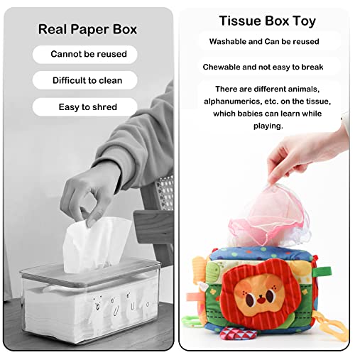 Charmspal Baby Tissue Box Toy - Sensory Tissue Box Toy for Baby Push ...