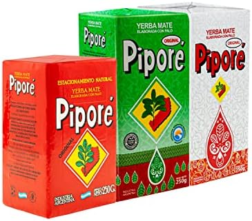 Pipore Yerba Mate Red, Green, & White Packet Combo Organic Original Hot ...