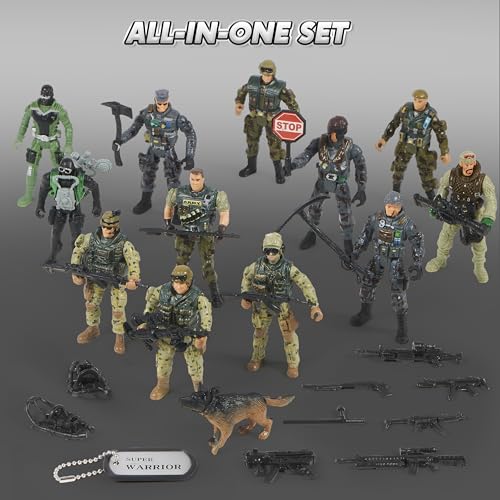 JOYIN 16 PCs Army Men Playset with 12 Realistic Army Ranger Men Action ...