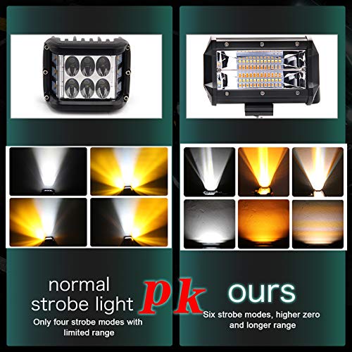LED Light Bar 5 inch Dual Color Strobe Lights Led Pods Amber Off-Road ...