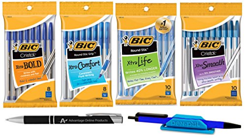 Buy Bic Blue Bundle Sampler, Ballpoint Pens, 4 Styles, All Blue, Xtra ...