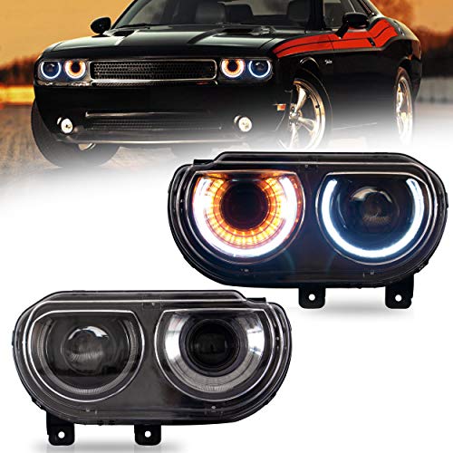 VLAND Headlight Assembly Fit for 2008-2014 Dodge Challenger 3rd Gen ...